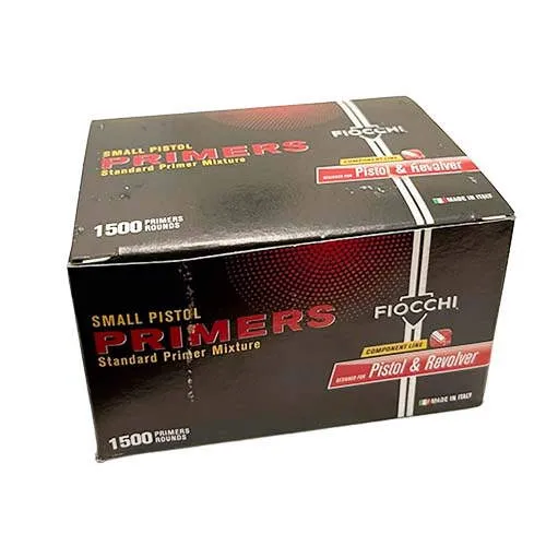 Fiocchi Small Pistol Primers (Box of 1,500) - Precision Reloading
